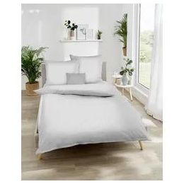 Bettwäsche Kaeppel "Mood", silber, B/L: 155cm x 220cm, Edel-Köper-Flanell, B/L: 80cm x 80cm, Edel-Köper-Flanell, Obermaterial: 100% Baumwolle, Bettwäsche