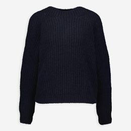Marc Cain Schwarzblauer Pullover mit Hoch Kragen