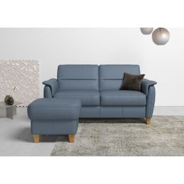 2,5-Sitzer Home Affaire "Palmera, B: 179 cm", blau (grau, blau), B:179cm H:89cm T:89cm, Luxus-Microfaser (100% Polyester);Struktur (100% Polyester);Luxus-Microfaser in Lederoptik (100% Polyester), Sofas, mit Federkern