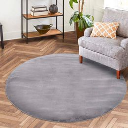 Hochflor-Teppich Carpet City "TOPIA400", grau, H:21mm Ø:160cm, Obermaterial: 100% Polyester, Teppiche, besonders weich und kuschelig durch Polyester, Uni-Farben