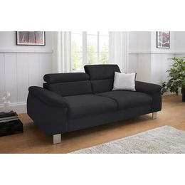 3-Sitzer COTTA "Komaris, B: 193 cm", schwarz, B:193cm T:104cm, Microfaser PRIMABELLE (100% Polyester);Kunstleder SOFTLUX;Feinstruktur (100% Polyester);Kunstleder SOFTLUX/Struktur (100% Polyester);NaturLEDER, Sofas, mit Kopfteilverstellung