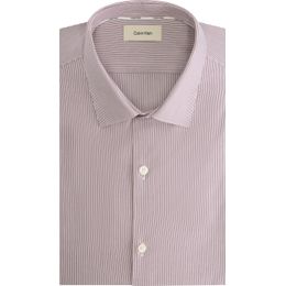 Businesshemd Calvin Klein "SLM ENT CLS STR STP", Herren, Gr. 39, N-Gr, rot (bordeaux), Web, Obermaterial: 96% Baumwolle, 4% Elasthan, gemustert, gestreift, mehrfarbig, slim fit h&uuml;ftlang, Rundhals, eingesetzt 1-Knopf-Manschette, Hemden, slim fit, normaler Hemdkragen
