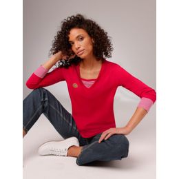CREATION L PREMIUM Wit Damen Langarmshirt im Lagen-Look, rot, Gr&ouml;&szlig;e 40