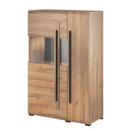 Pharao24.de Esszimmer Highboard mit Glastür Eichefarben und Schwarz