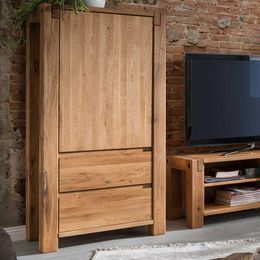 Pharao24.de Wohnzimmer Highboard aus Eiche Massivholz 155 cm hoch