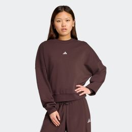 Sweatshirt adidas Sportswear "W SL FC SWT", Damen, Gr. M, shadow braun, weiß, Obermaterial: 70% Baumwolle, 30% Polyester, Rundhals, Sweatshirts