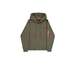 Hoodie Alpha Industries "Backprint Zip Hoodie", Herren, Gr. M, schwarz olive, Obermaterial: 80% Baumwolle, 20% Polyester, regular fit, Sweatshirts