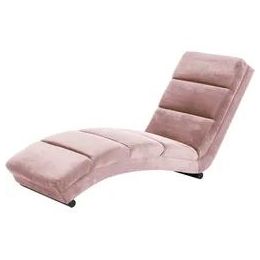 Chaiselongue Actona GROUP "Sigmund", rosa (rose), B:60cm H:82cm T:170cm, Samtvelours (100% Polyester);Kunstleder (100% Polyester), Sofas, mit schwarzen, pulverbeschichteten Metallbeinen und Samtvelours Bezug