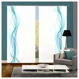 Schiebegardine Home Wohnideen "4ER SET HAZE" Gr. 1, blau (petrol), B:60cm H:245cm, Polyester, Gardinen, HxB: 245x60, Schiebevorhang 4er Set Digitaldruck