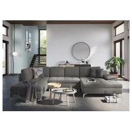 Sit & More Wohnlandschaft SIT & MORE "Latigo U-Form", braun (schlamm), B:346cm T:201cm, Sofas, mit Mega-Recamiere, wahlweise mit Bettfunktion und Bettkasten