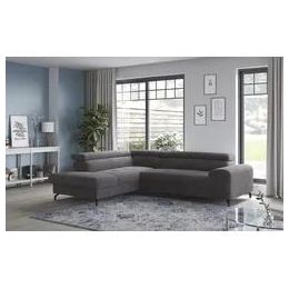 Ecksofa COTTA "Aura L-Form, B: 260 cm", grau (anthrazit), B:260cm T:106cm, Sofas, mit Bettfunktion, Bettkasten & Kopfteilverstellung