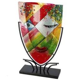 Tischvase CASABLANCA BY GILDE "Gesichtsvase oval Dreaming orange H. 49 cm", orange, B:30cm H:49cm T:10,5cm, Glas, Metall, Vasen