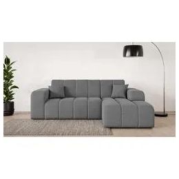 Ecksofa Inosign "CASSY L-Form, Schlafsofa mit Bettkasten, Maße B/T/H: 245/165/88 cm", grau (dunkelgrau), B:248cm H:83,5cm T:165,5cm, 94% Polyester, 6% Nylon, Sofas, mit 2 Rückenkissen, Recamiere rechts oder links bestellbar
