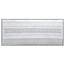 Querbehang "Birnhorn" Gr. 1, weiß, B:120cm H:30cm, Wirkware, Baumwolle, Leinen, HOSSNER - ART OF HOME DECO, Gardinen, Häkelspitze - ECHTE Handarbeit