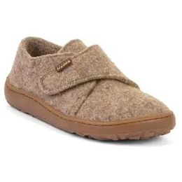 Hausschuh froddo "BAREFOOT WOOLY", Kinder, Gr. 24, beige, Wolle, Basic, Schuhe, Klettschuh, Kindergartenschuh mit Wollfutter