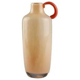 Dekovase AM Design "Braune Glasvase mit orangem Griff", braun, B:9cm H:19cm, Glas, Vasen, für einen stilvollen Kontrast
