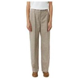 Stoffhose comma, Damen, Gr. 34, N-Gr, light braun check, Web, Obermaterial: 63% Polyester, 34% Viskose, 3% Elasthan, kariert, casual, straight fit knöchellang, Hosen, mit Karo Muster
