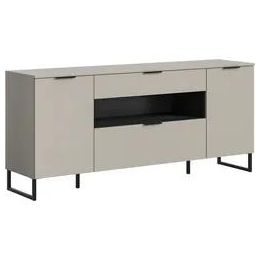 Sideboard Inosign "ADIO, Breite 185cm, 2 Türen, 1 Schubkasten, 1 Klappe, mit Metall-Kufen", kashmir nb, schwarz, B:185cm H:80cm T:41cm, Spanplatte, Sideboards, Highboard, Kommode, Lowboard, Schrank, Wohnzimmerschrank, Anrichte