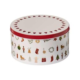 IB Laursen Gebäckdose NOSTALGIC CHRISTMAS Weiß mit Weihnachtsmotiven Rund 16,8 cm | Gr.: onesize