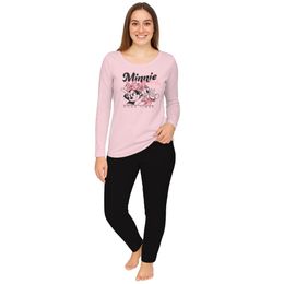 Disney Minnie Mouse Schlafanzug Pyjama Set Langarm Oberteil in schwarz/rosa | Gr.: S