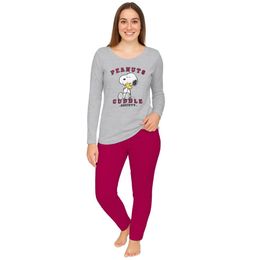 The Peanuts Snoopy Schlafanzug Pyjama Set Langarm Oberteil in Mehrfarbig | Gr.: S