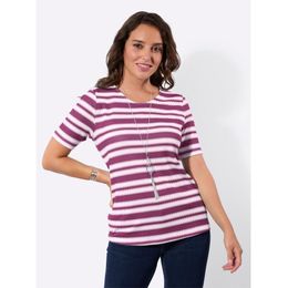 WITT WEIDEN Kurzarmshirt in violett-weiß-geringelt | Gr.: 40