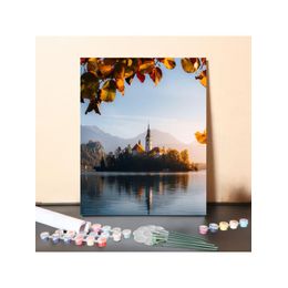 ARTNANAS DIY Malen nach Zahlen Set-"Inselkirche" | Gr.: 40x50 ohne Rahmen