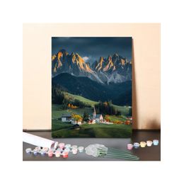ARTNANAS DIY Malen nach Zahlen Set-"Bergidylle" | Gr.: 30x40 mit Rahmen