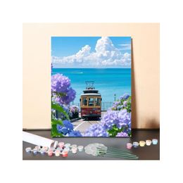 ARTNANAS DIY Malen nach Zahlen Set-"Meerbahn" | Gr.: 40x50cm mit Keilrahmen nicht ges