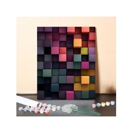ARTNANAS DIY Malen nach Zahlen Set-"Farbw&uuml;rfel" | Gr.: 30x40 mit Rahmen