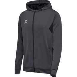 Hummel Trainingsjacke "Hmlauthentic Pl Zip Hoodie" in Grau | Gr.: XL