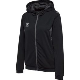 Hummel Trainingsjacke "Hmlauthentic Pl Zip Hoodie Woman" in Schwarz | Gr.: XXL