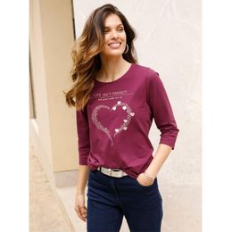 Sieh an! 3/4-Arm-Shirt in bordeaux-beige | Gr.: 48