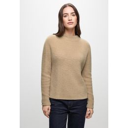 Stehkragenpullover Street One, Damen, Gr. 44, sanded beige, Stoff, 78% Polyamid, 12% Polyacryl, 10% Baumwolle, unifarben, normal normal, Rundhals, abgesteppt, Pullover Stehkragenpullover, aus softem Materialmix