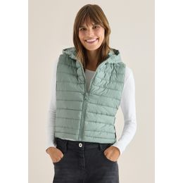 Steppweste Cecil, Damen, Gr. XS-S, smoke salvia, Stoff, Obermaterial: 100% Polyester; Futter: 100% Polyester; F&uuml;llung: 100% Polyester, unifarben, normal normal, ohne Ausschnitt, Westen Steppweste, mit Kapuze