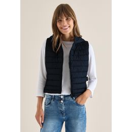 Steppweste Cecil, Damen, Gr. M-L, schwarz navy blau, Stoff, Obermaterial: 100% Polyester; Futter: 100% Polyester; Füllung: 100% Polyester, unifarben, normal normal, ohne Ausschnitt, Westen, mit Kapuze
