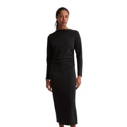 Marc O'Polo Jerseykleid MARC O'POLO "aus kompakter Interlock-Ware", Damen, Gr. M, Normalgr&ouml;&szlig;en, schwarz, Obermaterial: 49% Baumwolle, 42% Lyocell, 9% Elasthan, unifarben, slim fit lang, U-Boot-Ausschnitt, normaler Saum, Kleider Jerseykleid