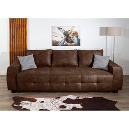 Collection AB Schlafsofa »Bella, B: 241 cm, Liegefl. 142x194 cm« mit Bettfunktion, Bettkasten & 2 Zierkissen, Federkern braun