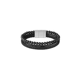 BOSS Lederarmband »SPHERE MIXED« mit Onyx oder Tigerauge edelstahlfarben-schwarz + schwarz 19 cm BOSS Schmuck - Herrenarmband