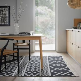 FLAIR RUGS Teppich »Teo, wendbar« rechteckig 2 mm Höhe Wendeteppich aus recyceltem Material schwarz Obermaterial: 54% Baumwolle, 46% Polyester B :...