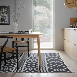 FLAIR RUGS Teppich »Teo, wendbar« rechteckig 2 mm Höhe Wendeteppich aus recyceltem Material schwarz Obermaterial: 54% Baumwolle, 46% Polyester B :...