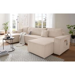 OTTO HOME Wohnlandschaft »CASSI, 311 cm, U-Form, Schlafsofa, Dauerschläfer, Boxspringfederung« Schlaffunktion (133/270cm), Bettkasten,...