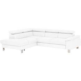 COTTA Ecksofa »Komaris L-Form, B: 249 cm« mit Kopfteilverstellung, optional Bettfunktion, Bettkasten & Licht weiß