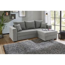 Jockenhöfer JOCKENHÖFER GRUPPE Ecksofa »Elmau L-Form, B: 235cm« mit Bettfunktion, Bettkasten & 2 Zierkissen grau