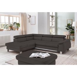 COTTA Ecksofa &raquo;Komaris L-Form, B: 249 cm&laquo; mit Kopfteilverstellung, optional Bettfunktion, Bettkasten & Licht braun Microfaser PRIMABELLE (100% 