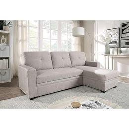 ATLANTIC HOME COLLECTION Ecksofa »Gerrit L-Form, B: 216 cm« mit Bettfunktion & Bettkasten creme
