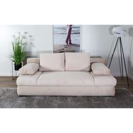 Collection AB Schlafsofa »Chicago, B: 200 cm, Liegefl. 146x200 cm« mit Bettfunktion, Bettkasten & 2 Armlehnenkissen, Federkern beige