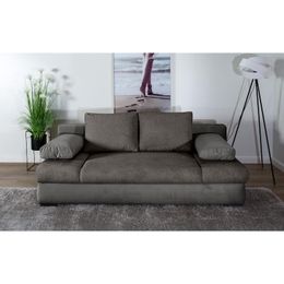 Collection AB Schlafsofa »Chicago, B: 200 cm, Liegefl. 146x200 cm« mit Bettfunktion, Bettkasten & 2 Armlehnenkissen, Federkern anthrazit