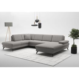 Sit & More SIT&MORE Wohnlandschaft »Morris Jubi U-Form, B: 300 cm« mit Armteilfunktion & 1 Zierkissen, optional Bettfunktion grau