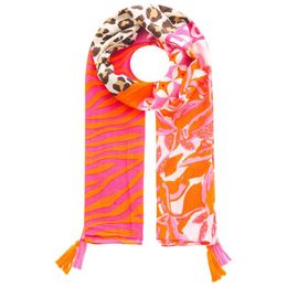 Zwillingsherz Modetuch &raquo;"Wild Flower"&laquo; Mit Leo und Zebra Muster orange